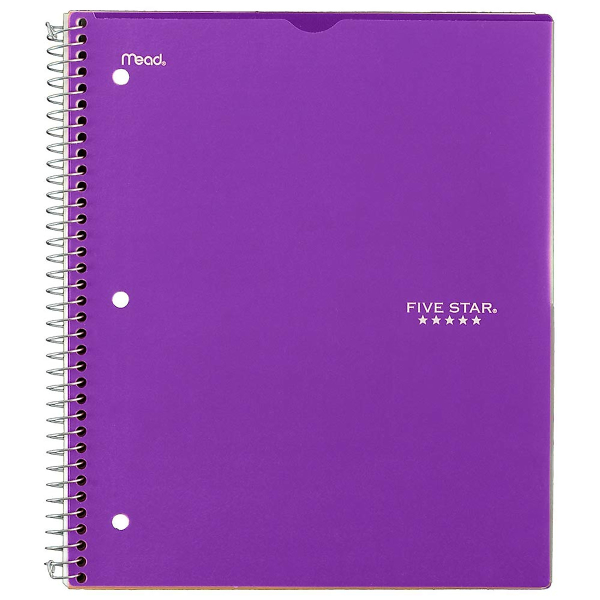 Five Star Spiral Notebook, 1 Subject, College Ruled Paper, 100 Sheets, 11" x 8-1/2" Sheet Size, Customizable Cover, Color Selected For You, 1 Count (08230)