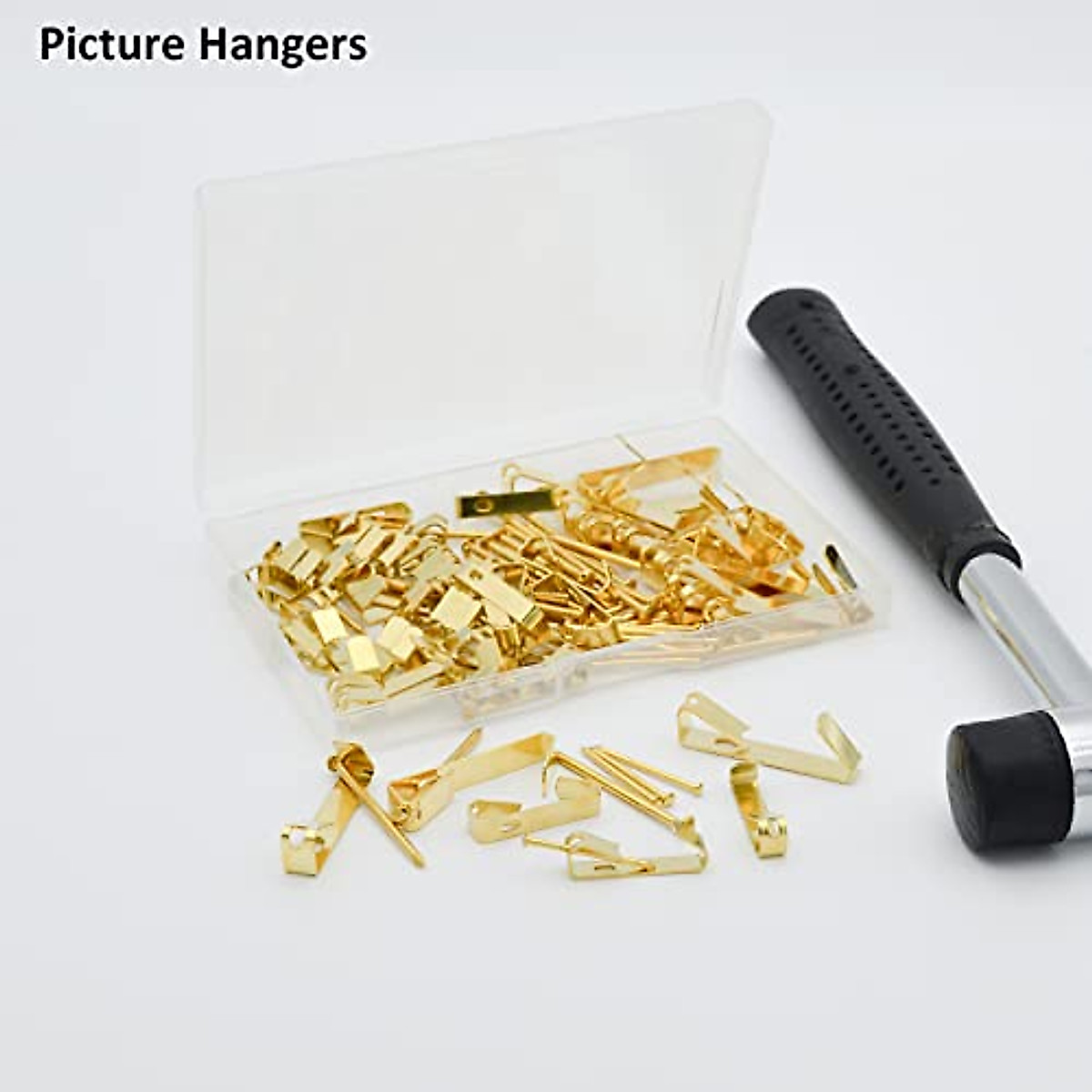 Picture Hooks, 100 Pieces Picture Hanging Kits Including 30lb and 50lb Picture Hanging Hooks, 2 Sizes Professional Picture Hangers with Nails for Drywall Wooden Wall