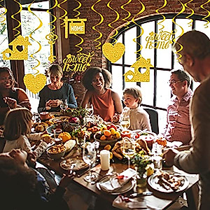 40 Pieces Housewarming Party Decorations Welcome Home Decorations Glitter Gold Hanging Swirls Welcome Home Party Hanging Swirl Supplies Housewarming Hanging Signs for Welcome Home Party Decorations