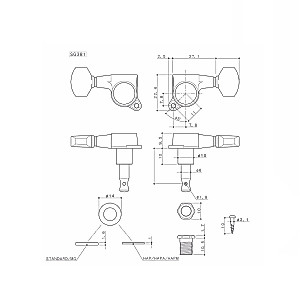 Gotoh Schaller-style Knob Chrome Tuners (6-in-a-line)