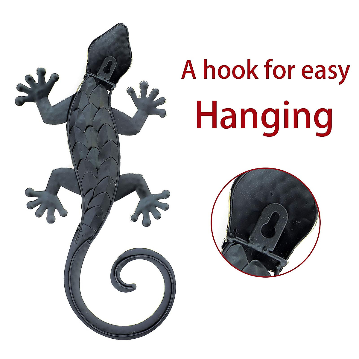 aboxoo Metal Gecko Wall Art Decor Lizard Sculpture Wall Hanging Ornaments Red Garden Decorations Inspirational Sculpture Indoor Outdoor for Home Bedroom Living Room Office Garden，(Red)
