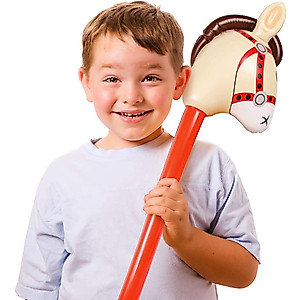 2PCS Inflatable Stick Horse,Inflatable Horse Head on Stick Horse Costume Pony/Halloween/Western Cowboy/Horse Baby Shower Birthday Party Decorations Supplies Favors Props, 37 Inches (Red)