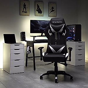 RESPAWN RSP-205 Racing Style Gaming Chair, Leather, White