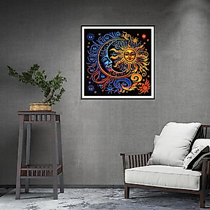 Stalente Diamond Painting Kits for Adults, 5D Special Shape Diamond Art Kits for Beginners, Crystal Rhinestones Diamond Painting for Home Wall Decoration Gift 12×12inch, Sun and Moon