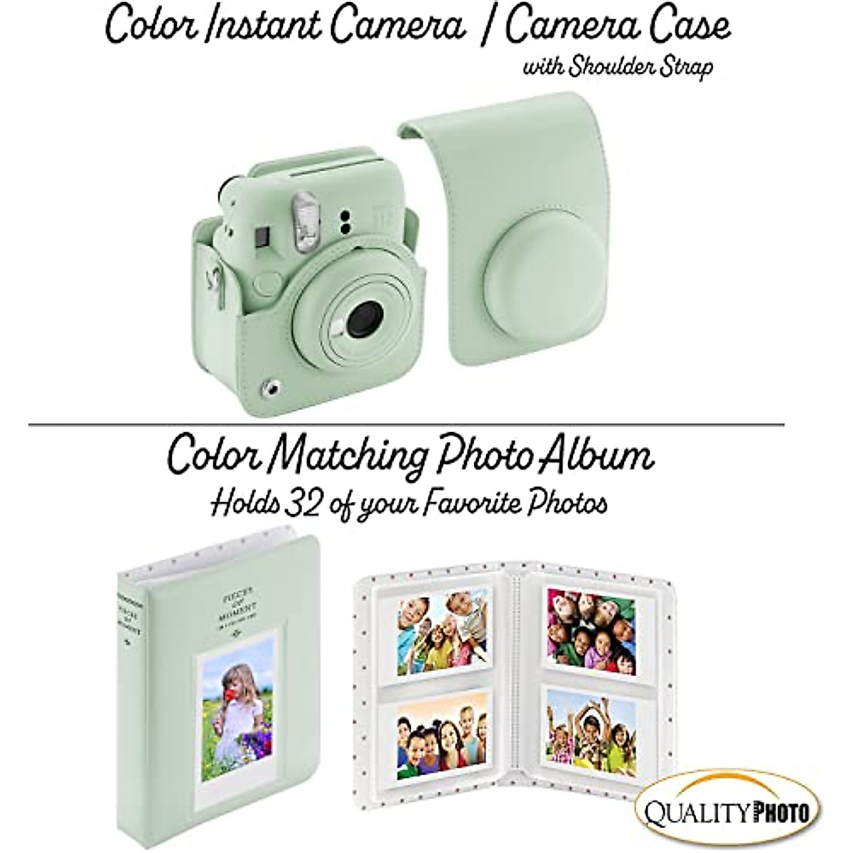 Fujifilm Instax Mini 12 Instant Camera with Case, 60 Fuji Films, Decoration Stickers, Frames, Photo Album and More Accessory kit (Mint Green)