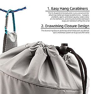 Mesh Clothespin Bag Holder Outside, Ventilation and Moisture Resistance, Multiple Hanging Methods Clothes Pin Bag with Drawstring Closure, Large-Capacity Clothespin Storage Organizer with Hooks