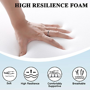 Topotdor Patio Chair Cushions Set of 2,Waterproof Outdoor Chair Cushions with Fade Resistant Removable Cover with Adjustable Straps for Patio Furniture Garden Sofa Couch,19"x19"x3" Blue