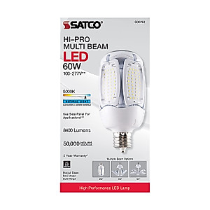 Satco S39752 Hi-Pro Multi-Beam LED Lamp, EX39 Base, 60 Watts, 5000K
