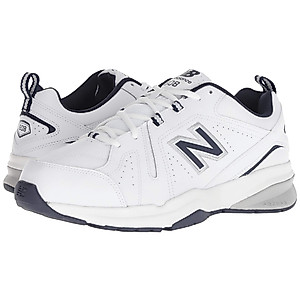 New Balance Men's 608 V5 Casual Comfort Cross Trainer, White/Navy, 11 Wide