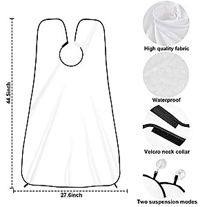 Beard Trimming Catcher Bib, Beard Hair Catcher for Men Shaving, Non-Stick Beard Apron Cape Grooming Cloth, Waterproof, with 4 Suction Cups, Christmas Gifts for Men - White
