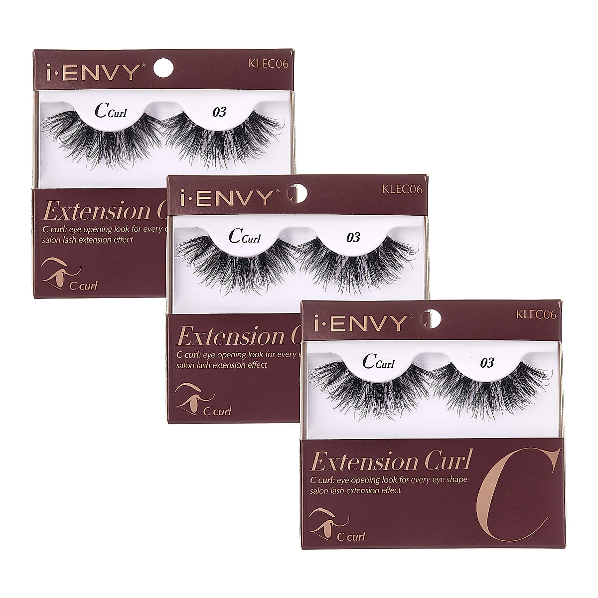 i-Envy 3 Pairs False Eyelashes C Curl Natural Lashes Salon Lash Extension Effect