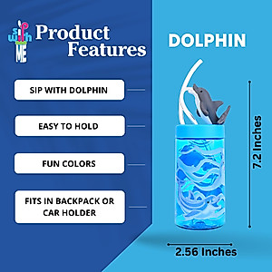 SIP WITH ME Sealife Dolphin Cup, Kids Water Bottle, Toddler Cups, Tumbler with Lid and Straw, Travel Sippy Cup for Water or Milk, Kids Cups with Lids for Toddlers 3 and Up, BPA Free Plastic, 12 oz