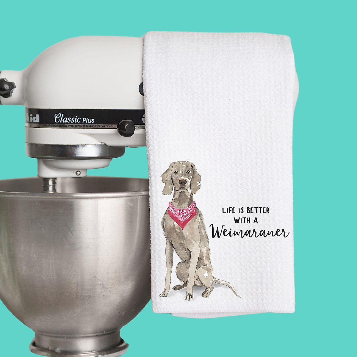 Watercolor Life is Better with a Weimaraner Microfiber Kitchen Tea Bar Towel Gift for Animal Dog Lover