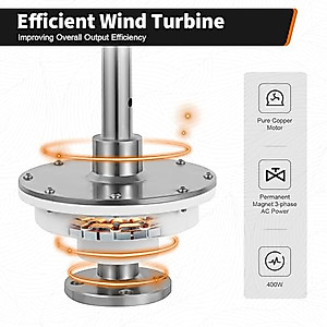 OUKANING 400W 12V Portable Vertical Helix Maglev Axis Wind Power Turbine Generator Kit with Charge Controller, 2 Blades, White