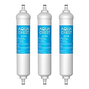 AQUA CREST GXRTQR Inline Water Filter, Replacement for GE® GXRTQR, GXRTQ, Reduces Chlorine, Fluoride, Limescale and More, 3 Filters (Package may vary)
