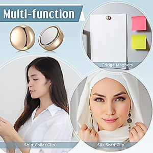 Hijab Magnetic Pins Strongest Commercial Strength Hijab Pins for Women Clothing Magnets for Muslim Scarf Multi-Use Round Clip (Silver, Gold, Rose Gold, Black,4 Pieces)