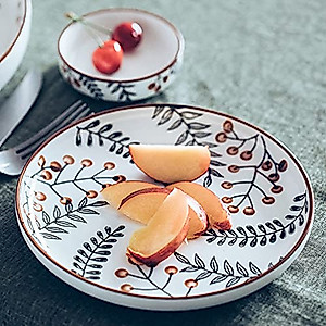 PRETYZOOM Round Serving Platter Leaf Ceramic Retro Food Dishes Seasoning Dish- for Sushi Dipping Dish, Cookie Serving Dishes, Leaf Pattern Small Tea Bag Holder Round Cake Pan