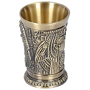 Tiiyee Metal Vintage Shot Glass, Collectible Egyptian Wine Glass Innovative Carving Pattern Drinking Sip Cocktail Creative Cup for Home Office Bar Collect Weddings Home Decor Ornaments Blessings