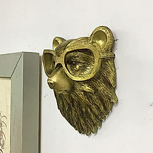 Fdit Head Wall Decor, Wall Art Decor Deer Head Wall Hanging, Home Decor Waterproof Bronzed Resin Animal Hanging Sculpture Sunscreen Animal Head Wall Hanging Ornaments (Rabbit)