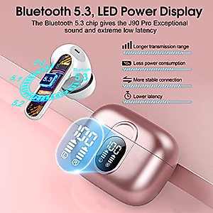 Wireless Earbuds, 2023 Bluetooth Headphones 5.3 HiFi Stereo Earphones, 40H Playtime Dual Mic Call in-Ear Earbud, Bluetooth Earbud with Dual Mic Call, IP7 Waterproof Earphones Sport Headset for iOS