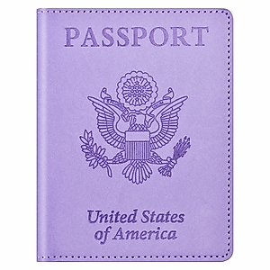 Passport and Vaccine Card Holder Cover Combo, Passport Case /Wallet with Vaccine Card Slot for Women and Men(AL-Purple)