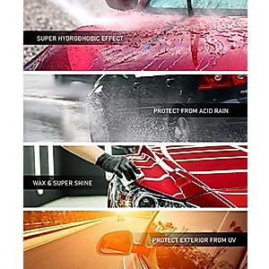Super Shine Armor Supreme Quality Waterless Wash and Wax Ceramic Coating with Accessories - Clean Vehicle Exterior, Shine, and Protect from Rusting and Scratches with Long Lasting Hydrophobic Effect