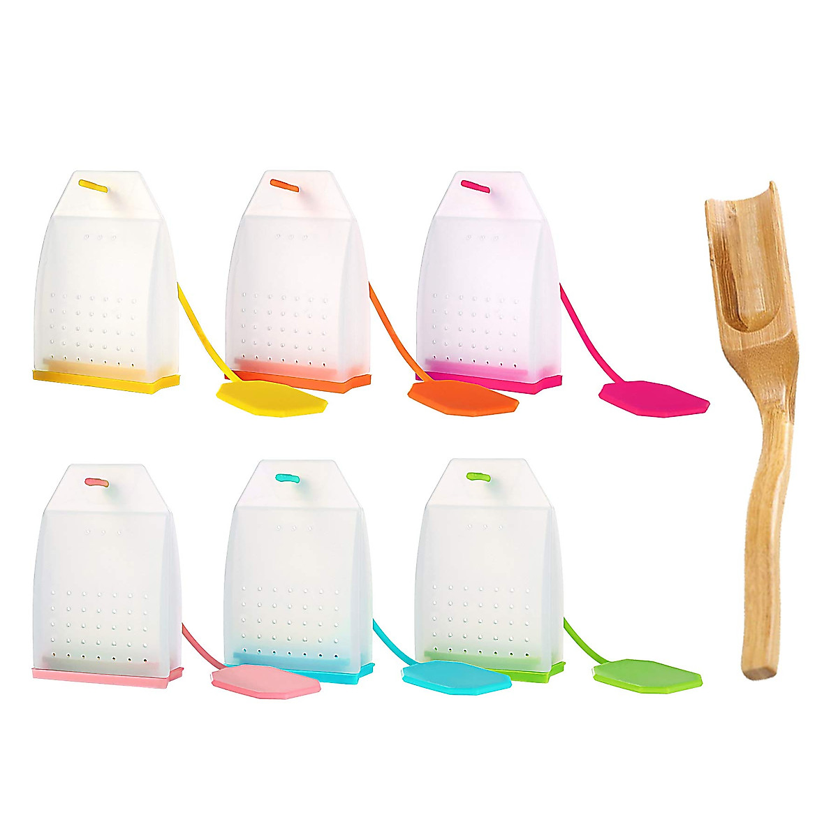6 Pack Silicone Tea Infuser, Reusable Loose Leaf Tea Bags Strainer Filter with Spoon