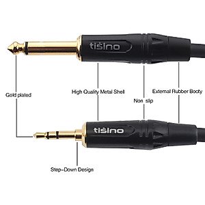 DISINO 1/8 Inch TRS Stereo to Dual 1/4 inch TS Mono Y-Splitter Cable 3.5mm Aux Mini Jack Stereo Breakout Cable Path Cords - 10 feet