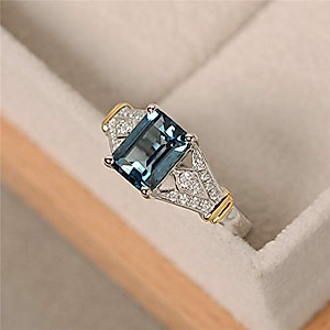 Metmejiao Vintage Women Aquamarine Gemstone 14k White Gold Filled Wedding Bridal Band Ring (9)