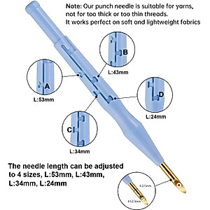 21PC Punch Needle Embroidery Kits Adjustable Punch Needle Tool, Wooden Handle Embroidery Pen, Hoops, Punch Needle Cloth, Punch Needle Kit Adults Beginner DIY Craft, Perfect Decoration and Gifts