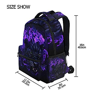 Panther Head In Flames Backpack School Bag Travel Daypack Rucksack for Boys
