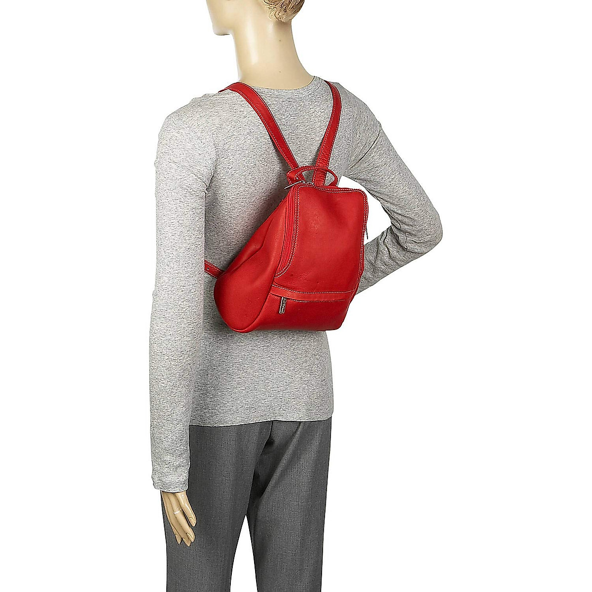 Le Donne Leather Women’s Leather U-Zip Mini Backpack Purse – Full-Grain Colombian Vaquetta Leather, 9.5” x 10.5” x 3.5”, Black