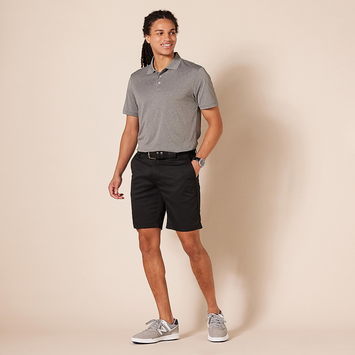 Amazon Essentials Men's Slim-Fit Stretch Golf Short, Black, 33