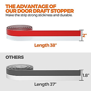 Holikme 2 Door Draft Stopper Under Door Draft Blocker Insulator Door Sweep Weather Stripping Noise Stopper Strong Adhesive, Transparent