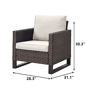 Rilyson Patio Furniture Chairs Outdoor Chair - Wicker Patio Furniture Set of 2,PE Rattan Patio Seating with Cushions for Deck Porch Balcony Backyard Garden(Brown/Beige)