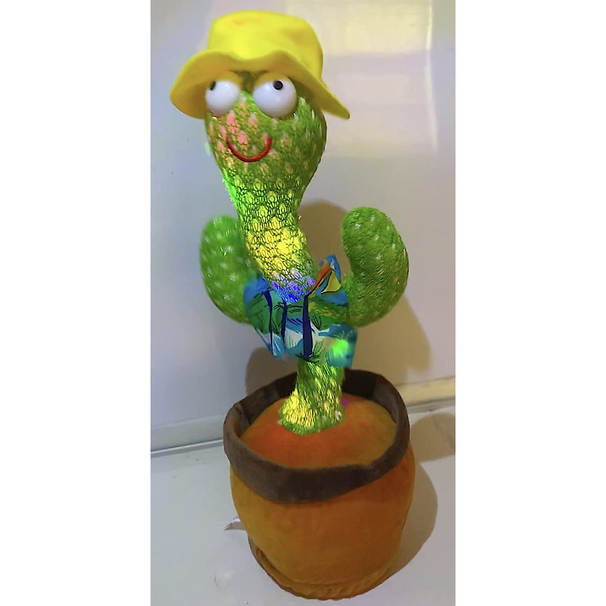 gdTechA Dancing Cactus Toy, TikTok Singing Toy, Lighted Toy, Electronic Repeating Voice for Kids, Cactus Plant Plush, Pets Wriggle Toy, Holiday Mimicking Toy for Kids (Hawaii Style)