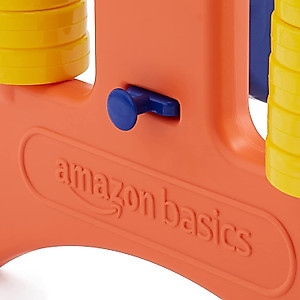 Amazon basics Giant BPA-Free 4-In-A-Row Premium Plastic Game Set with Carrying Bag, Great for Gifting, Blue, Yellow, Red, Green