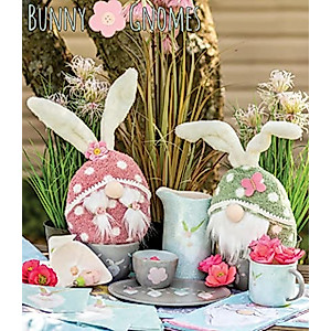Boston International Easter Platter Table Décor Ceramic Oval Serving Plate, 10 x 5-Inches, Bunny Gnomes