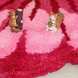 Sunflower Rugs for Living Room Plush Large Round Flower Area Rugs with Rubber Backing Non-Slip, Extra Soft Cute for Bedroom Kitchen Bathroom,Washable (Pink,40x40in)