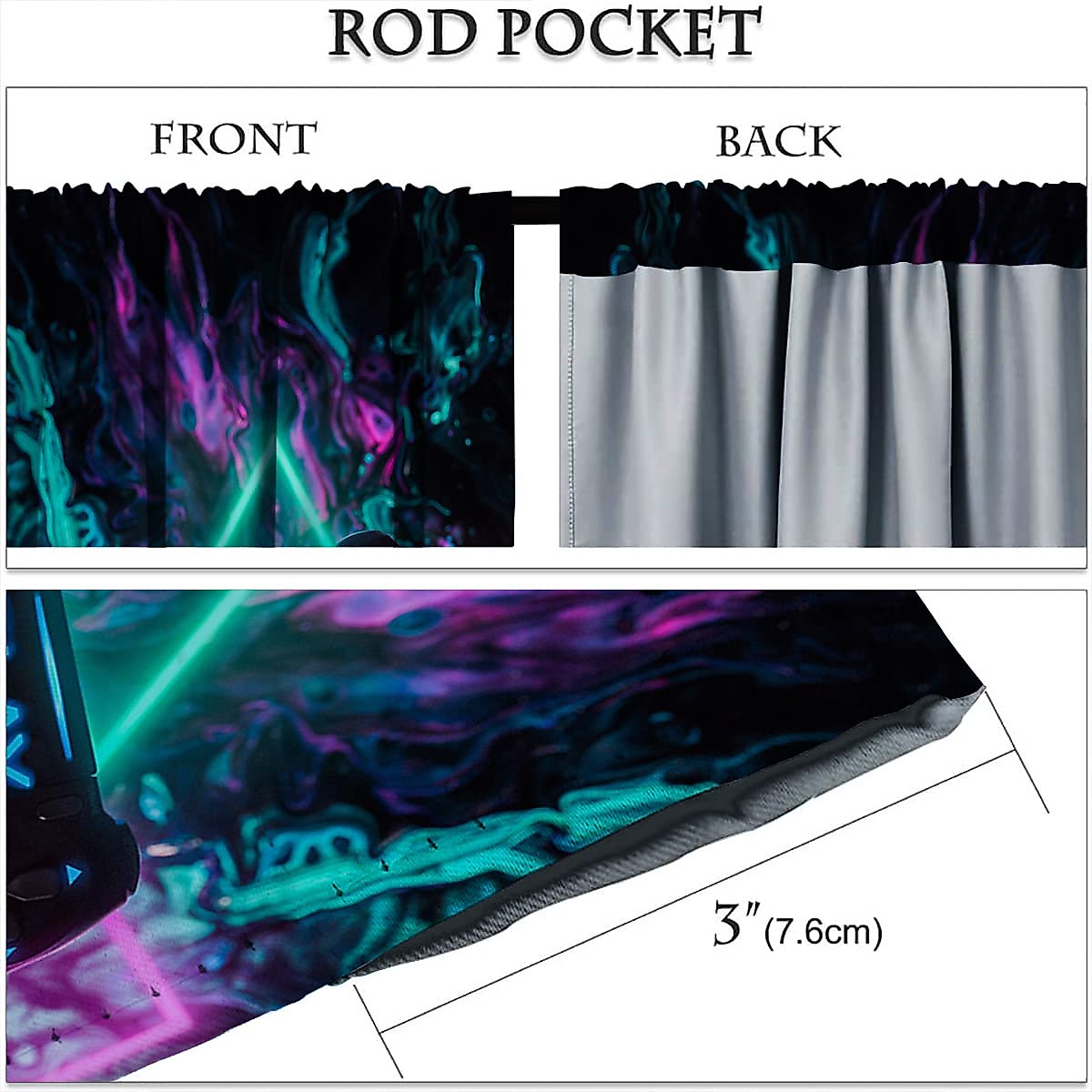 GY Gamepad Gamer Curtains, Thermal Insulated Printed Video Games Controller Curtains with Rod Pocket - 52x63 Inch