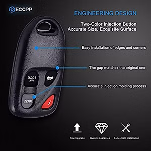 ECCPP KPU41805 Replacement for Keyless Entry Remote Key Fob 03 04 05 for Mazda 6 KPU41805 41805 4238A-12076 (Pack of 1)