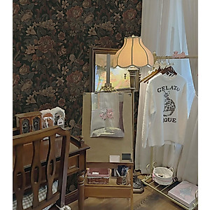 Dimoon 78.7"x16.1"Floral Peel and Stick Wallpaper Dark Green Vintage Flower Leaf Contact Paper Wallpaper for Bedroom Thicken Waterproof Self Adhesive Wall Paper Removable Shelf Liner Vinyl Roll