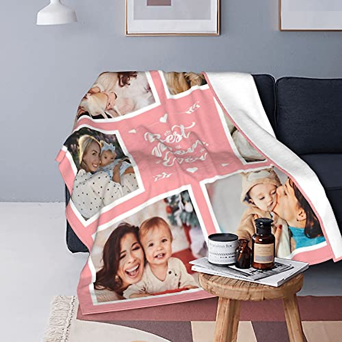Easycosy Gifts for Mom Custom Blanket with Photo Personalized Picture Collage Throw Blanket Customized Mothers Day Birthday Gifts from Daughter 30"x40"