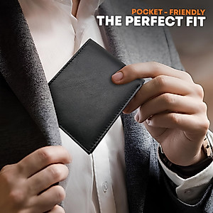 Leather Impressions Slim Genuiue Leather Wallet for Men - Bifold wallets for Men with 1 ID window,8 Card Holder,2 Money Holder-Premium Mens Wallet leather an excellent gift (Minimalist, Black)