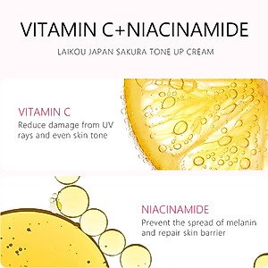 Whitening Brightening Tone up Cream,Sakura Essence Glow Tone up Cream Face Moisturizer Cream 1.06 Fl OZ Hydrating & Smooth Dry Skin Lightweight Nourishing Facial Skin Instant Tone-Up Lazy Face Cream