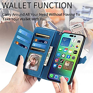 ONV Wallet Case for OnePlus N20-1.5M Adjustable Strap Emboss Flower Flip Phone Case Card Slot Magnet Leather Shell Flip+Zipper Cover for OnePlus N20 [SZY] -Blue