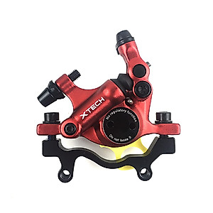 catazer MTB Road HB-100 MTB Road Line Pulling Hydraulic Disc Brake Calipers Front & Rear Mountain Bike Disc Brake E-BIKE Disc Brake (1 Pair Red)
