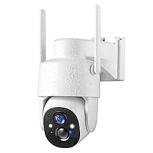 GMK Security Cameras Wireless Outdoor, 2K Pan-Tilt 360° View Battery Powered 2-Way Talk Outdoor Camera Wireless 3MP PTZ WiFi Surveillance Cam Cloud/SD Storage Color Night Vision Spotlight/Siren