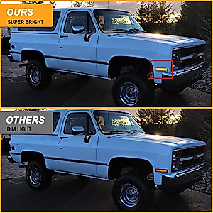 R&F Auto LED Clear Lens Fender Side Marker Light Replacement for C/K 1500 2500 C10 C20 Suburban Blazer Jimmy Front Bumper Side Marker Reflector Lamp, Replace OEM# GM2551107 GM2550115 915557 915558