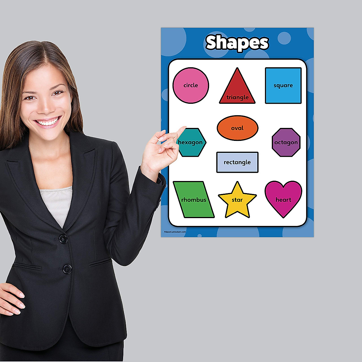 Palace Learning 4 pack - ABC Alphabet + Numbers 1-10 + Shapes + Colors Poster Set - Toddler Educational Charts (LAMINATED, 18" x 24")